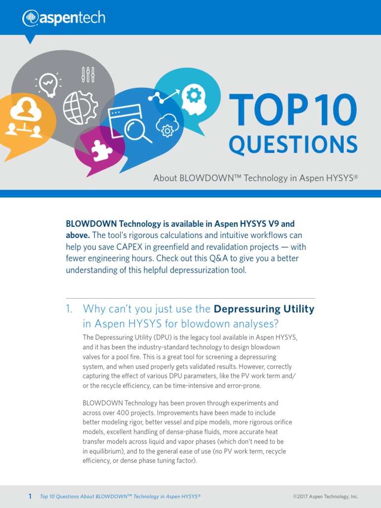Questions: 1. Why Can't You Just Use The in Aspen HYSYS For Blowdown ...