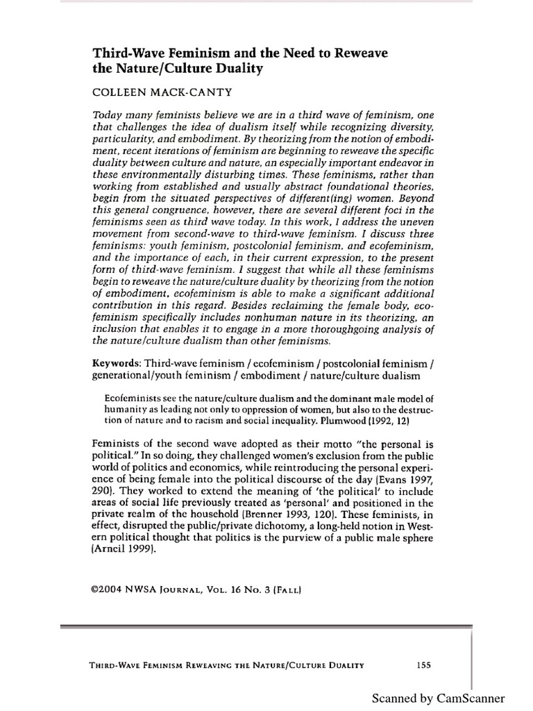 Third Wave Feminism and The Need To Reweave The Nature Culture Duality ...