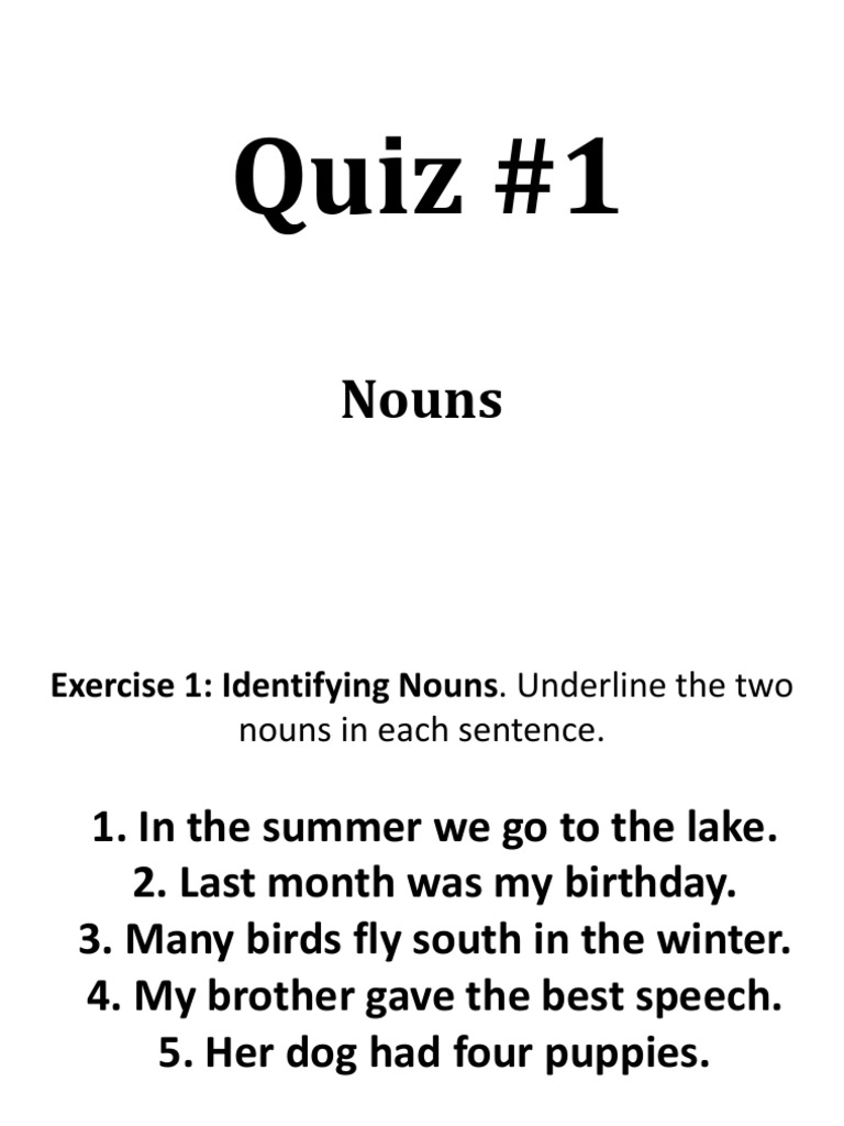 Quiz On Nouns | Download Free PDF | Object (Grammar) | Noun