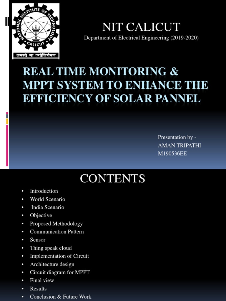 Nit Calicut: Real Time Monitoring & MPPT System To Enhance The ...