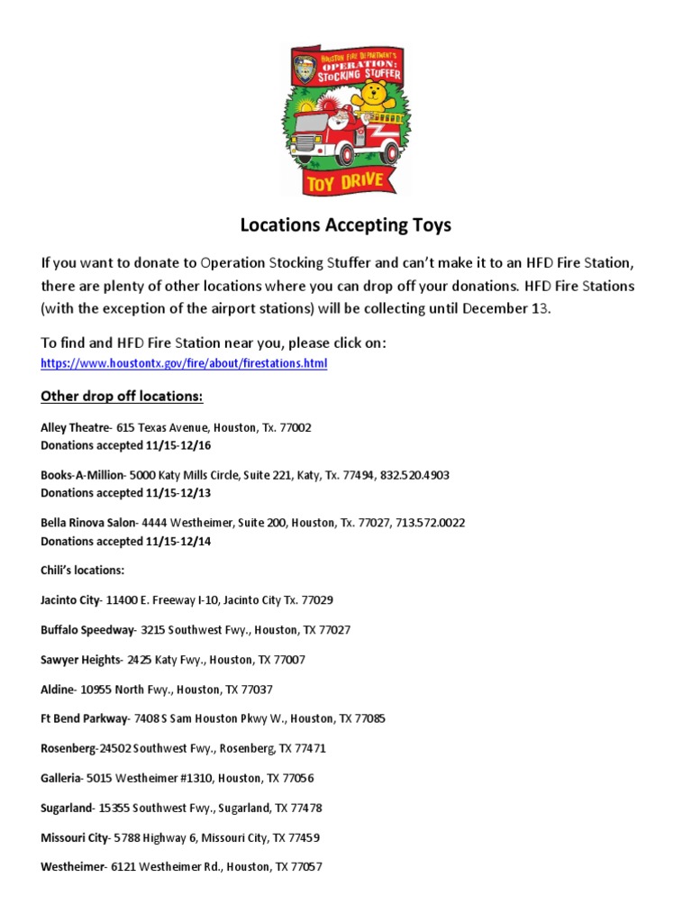 Houston Toy Donation Locations 2023 | PDF | Houston | Nature