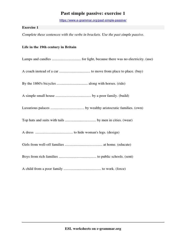 Past Simple Passive Exercise 1 PDF | PDF