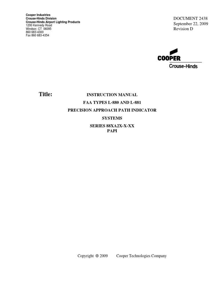 Title:: Instruction Manual Faa Types L-880 and L-881 Precision Approach ...