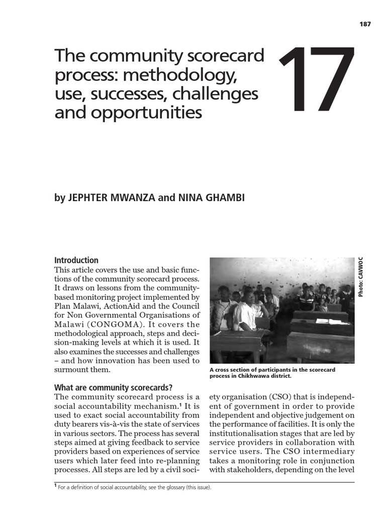 The Community Scorecard Process: Methodology, Use, Successes ...