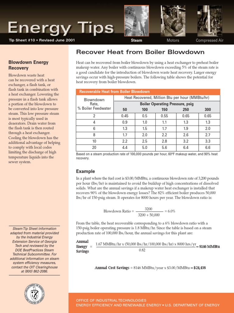 Recover Heat From Boiler Blowdown | PDF | Boiler | British Thermal Unit