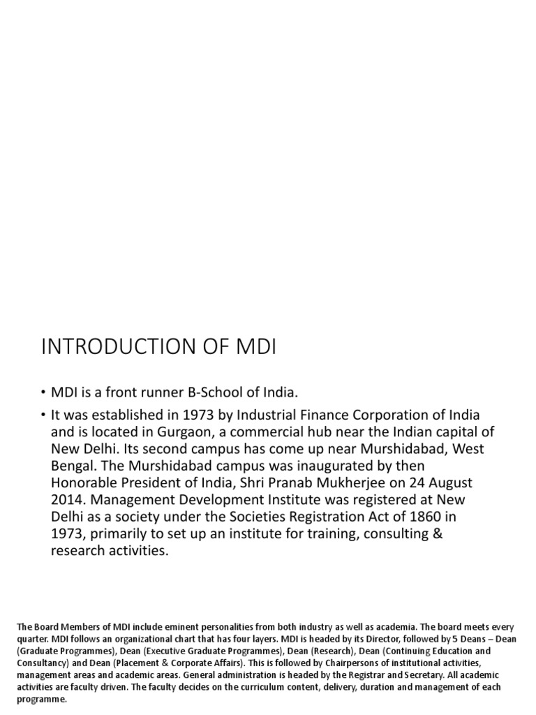 Mdi Presentation | PDF | Educational Stages | Academia