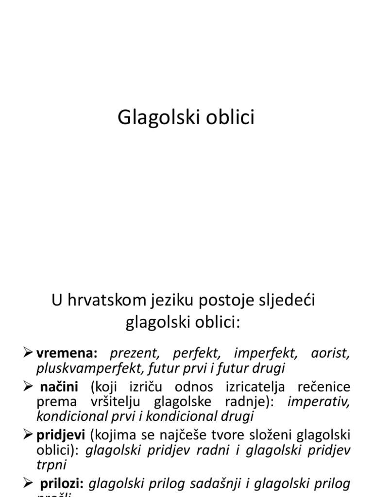Glagolski Oblici | PDF