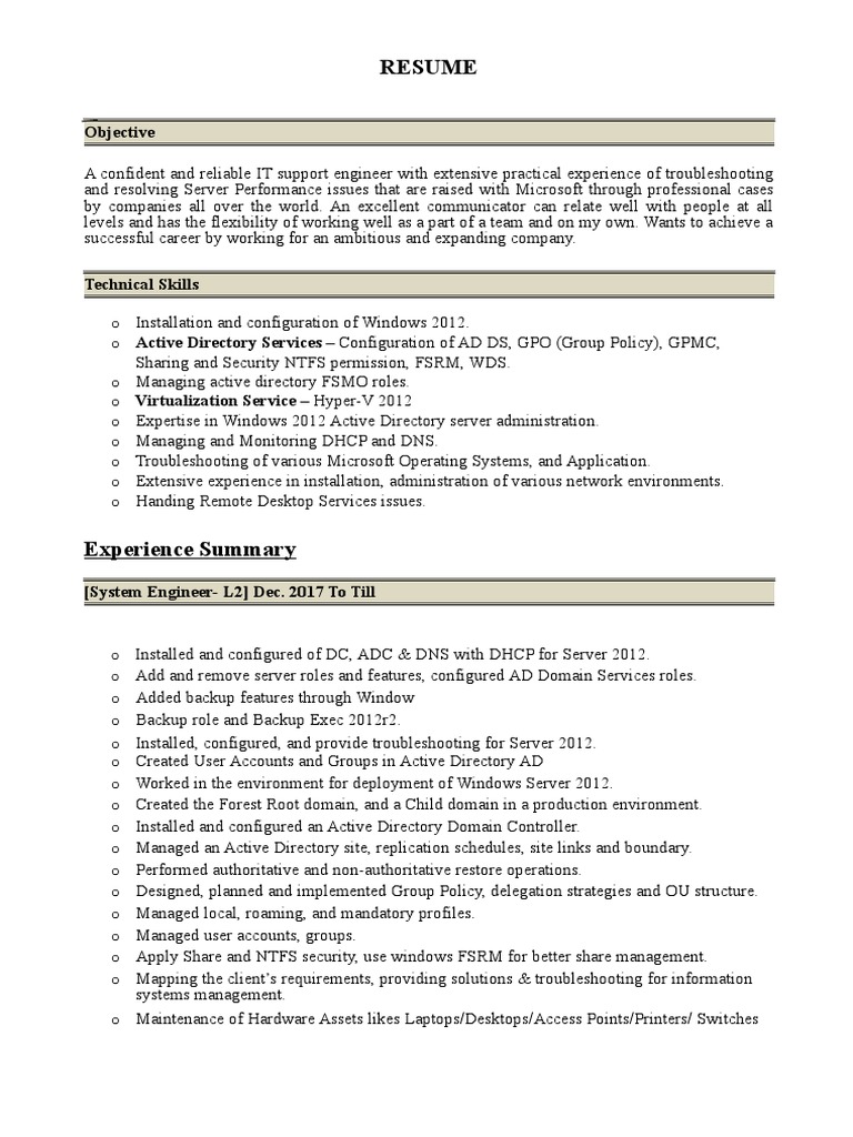Resume Final | Download Free PDF | Active Directory | Group Policy