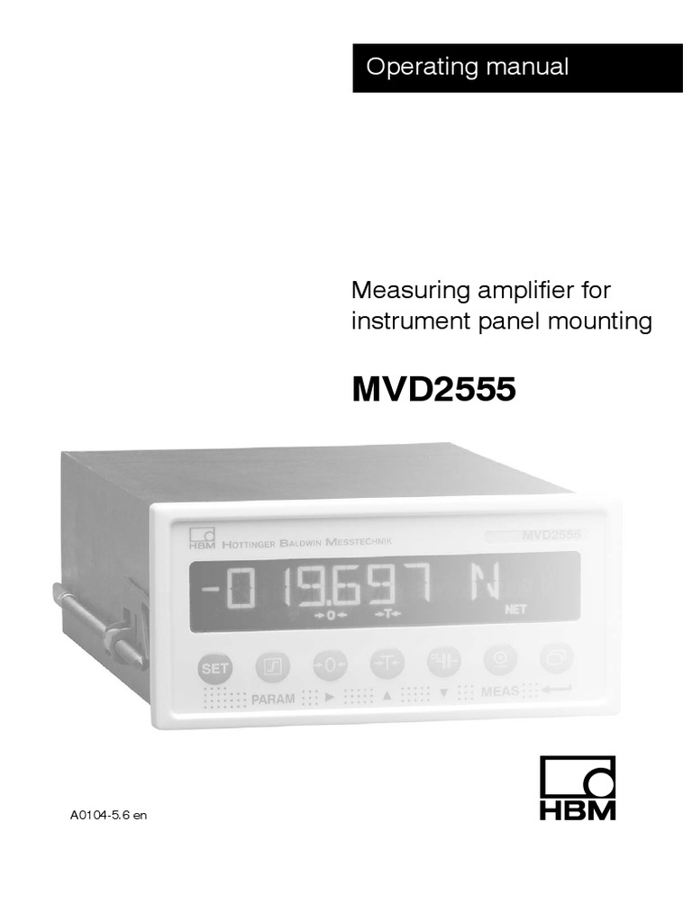 Operating Manual: Measuring Amplifier For Instrument Panel Mounting ...