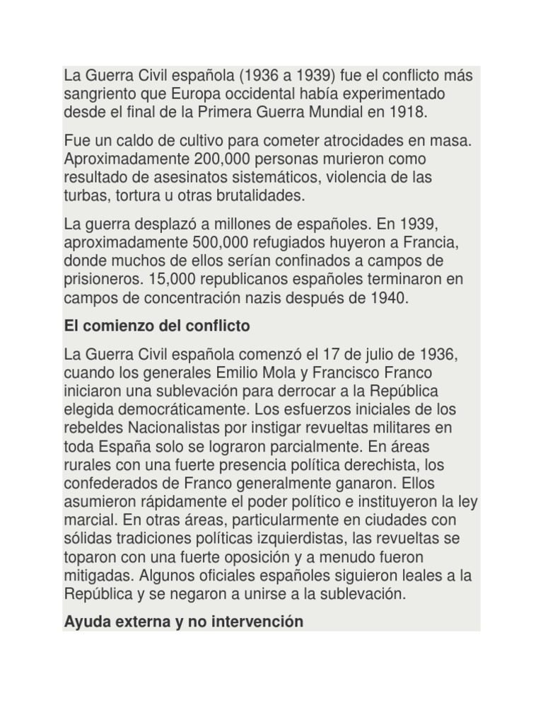 La Guerra Civil Española | PDF | guerra civil Española | Alemania nazi