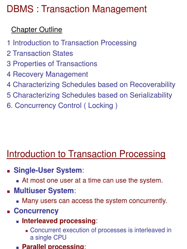 Dbms Transactions Management Pdf Database Transaction Concurrency Computer Science