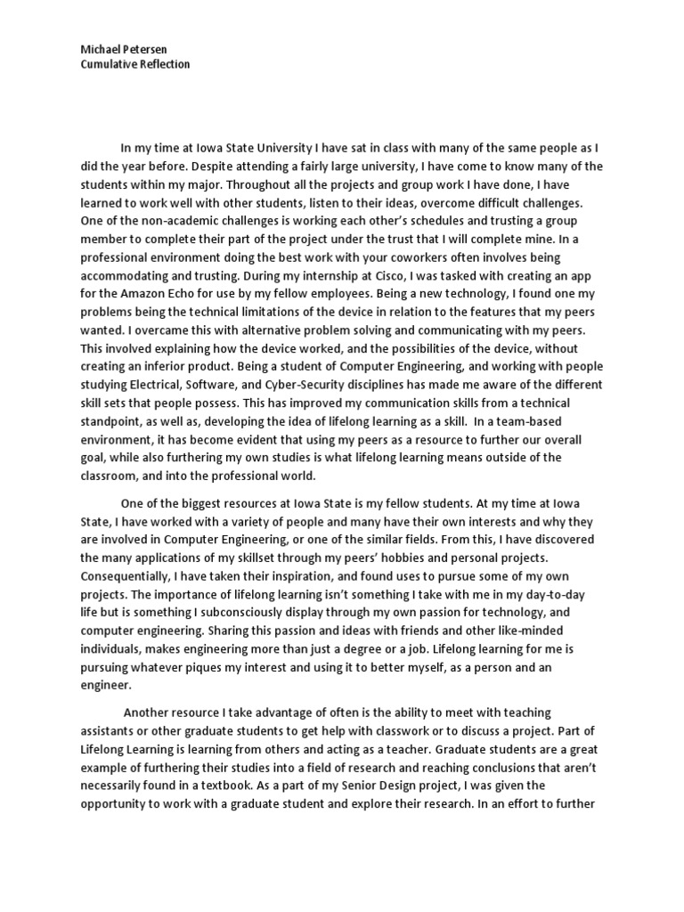 Cumulative Reflection | PDF | Lifelong Learning | Learning