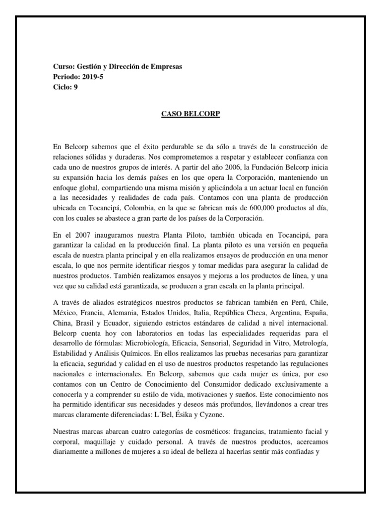 Caso Belcorp | PDF | Innovación | Iniciativa empresarial