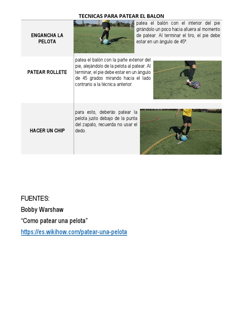 Tecnicas para Patear El Balon | PDF