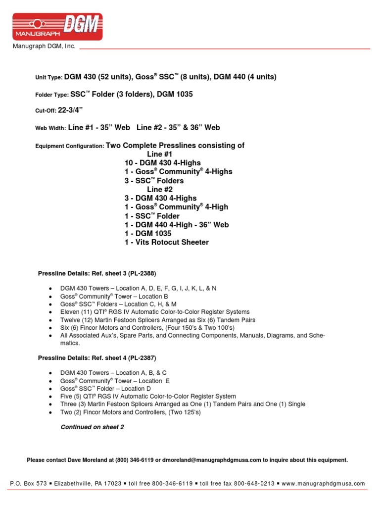 Manugraph DGM, Inc.: Unit Type | PDF | Manufactured Goods