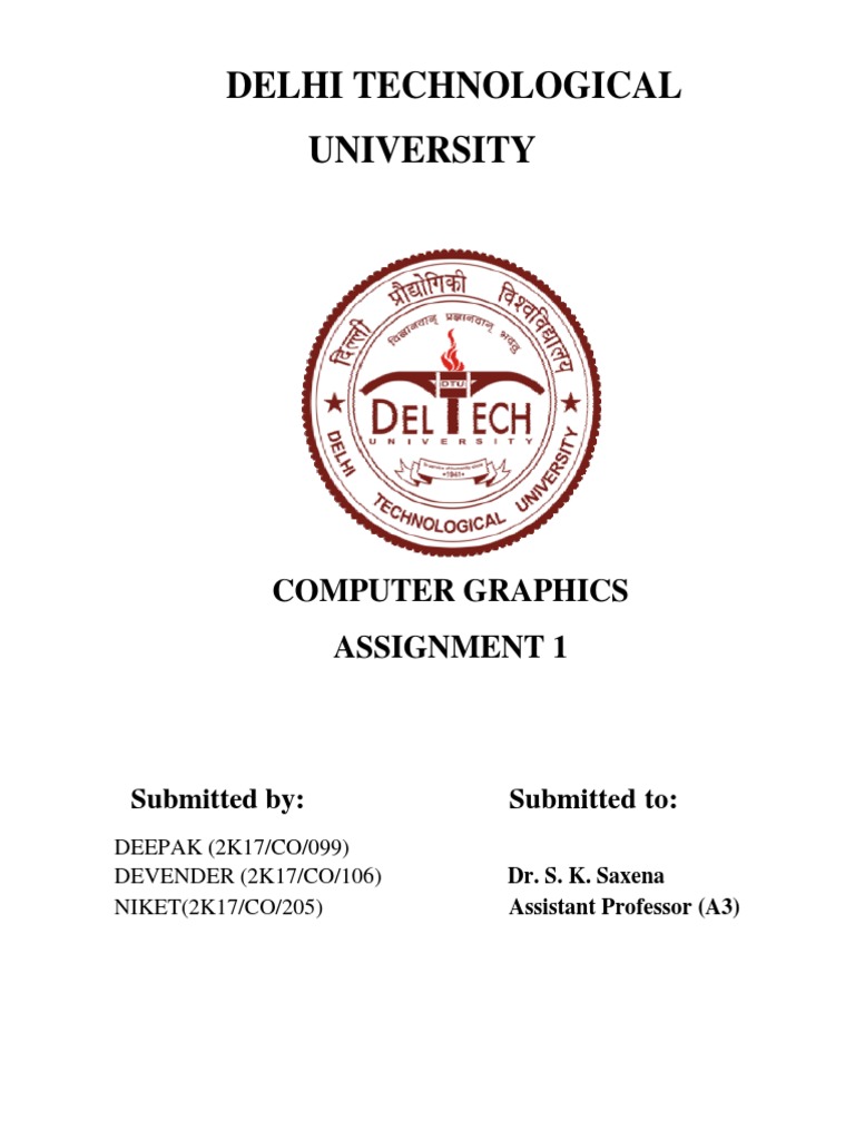 Delhi Technological University: Computer Graphics Assignment 1 | PDF | Rgb Color Model | Hue