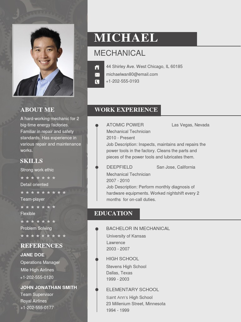 Michael WAN: Mechanical Technician | PDF