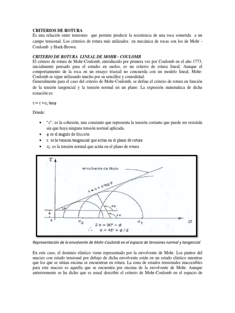 Criterios de Rotura | PDF | Estrés (Mecánica) | Elasticidad (Física)