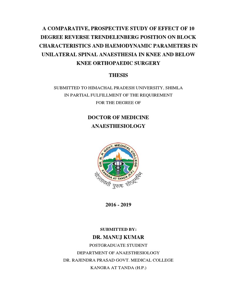 Final THESIS 1-116 To Print | PDF | Anesthesia | Medical Specialties
