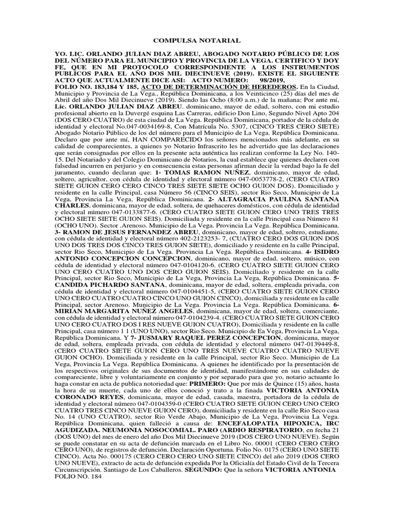 COMPULSA NOTARIAL, Raysa | PDF | República Dominicana | Información del gobierno