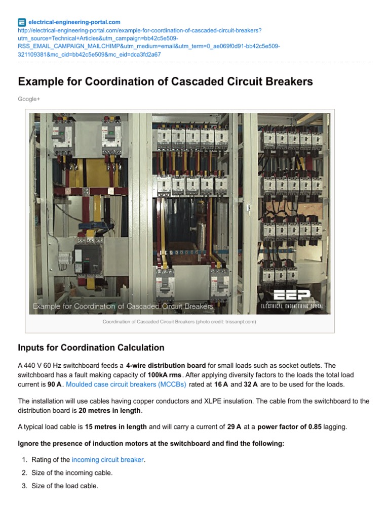 Ejemplo de Coordinación de Breakers en Cascada | PDF | Electrical ...