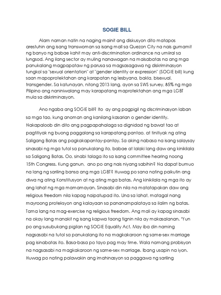 Sogie Bill | PDF