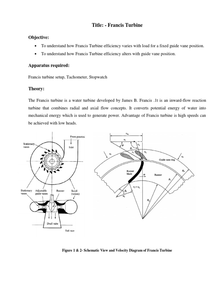 Francis Turbine Manual PDF | PDF | Turbine | Torque