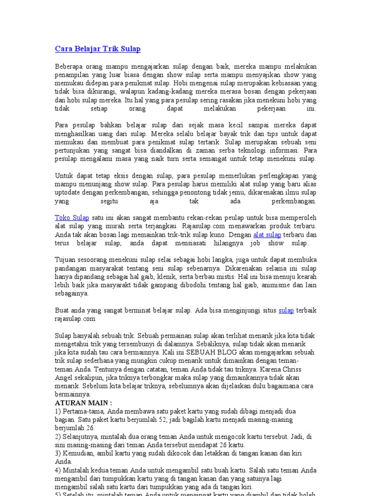 Cara Belajar Trik Sulap | PDF