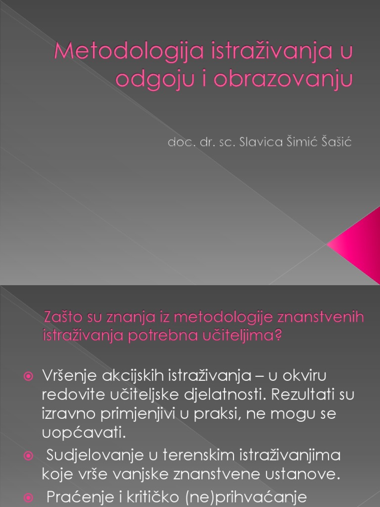Metodologija Istrazivanja U Odgoju I Obrazovanju | PDF