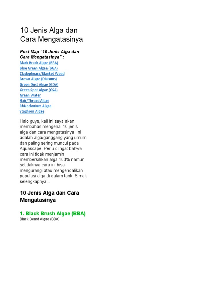 10 Macam Algae Dan Cara Mengatasinya PDF | PDF