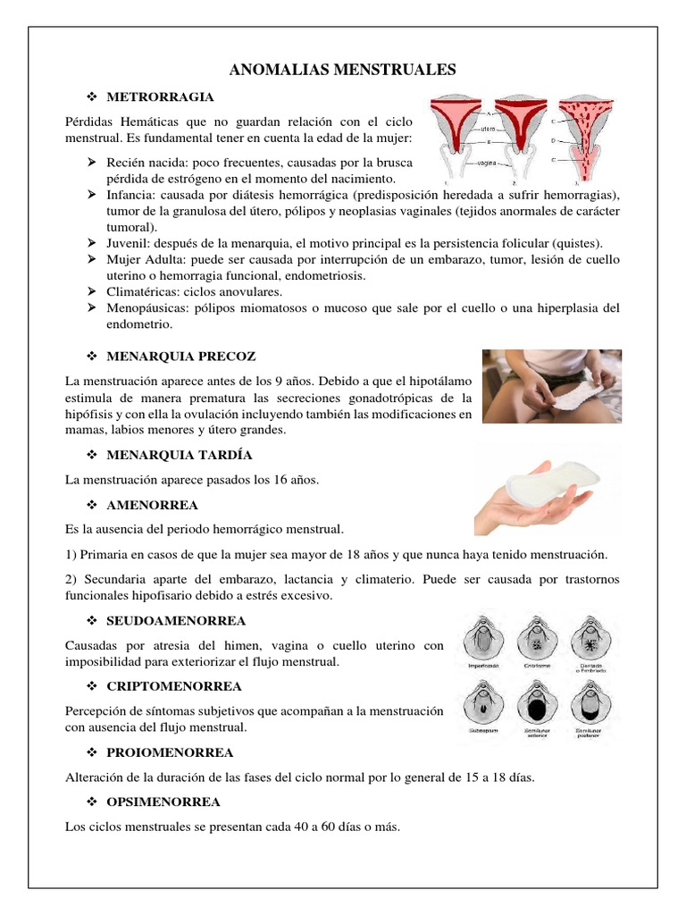 Anomalias Menstruales | PDF | Ciclo menstrual | Menstruación