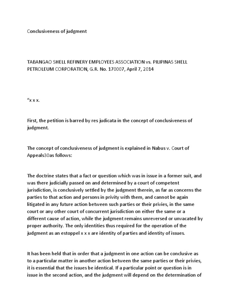 Conclusiveness of Judgment | PDF