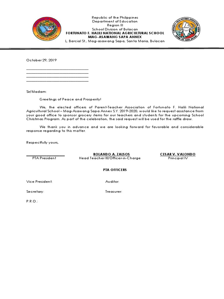 Raffle Request Letter | PDF