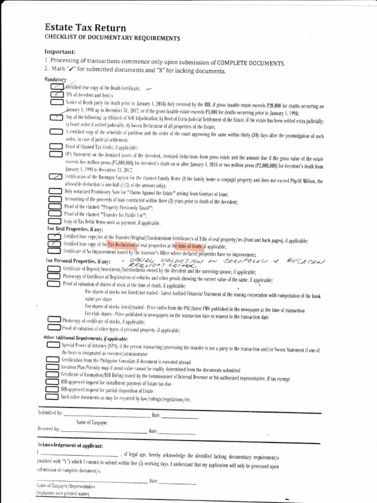 Estate Tax Return Requirements | PDF