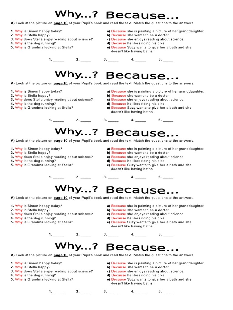 Why and Because Exercise | PDF