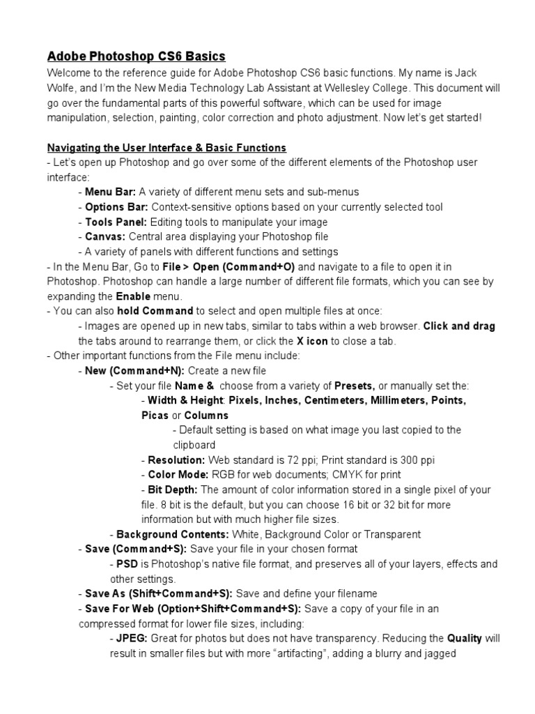 Photoshop CS6 Basic Functions Guide | PDF | Adobe Photoshop | Typefaces
