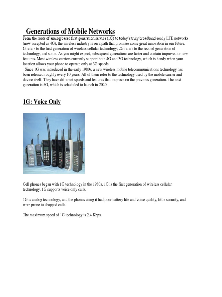 Generations of Mobile Networks | PDF | 3 G | 4 G