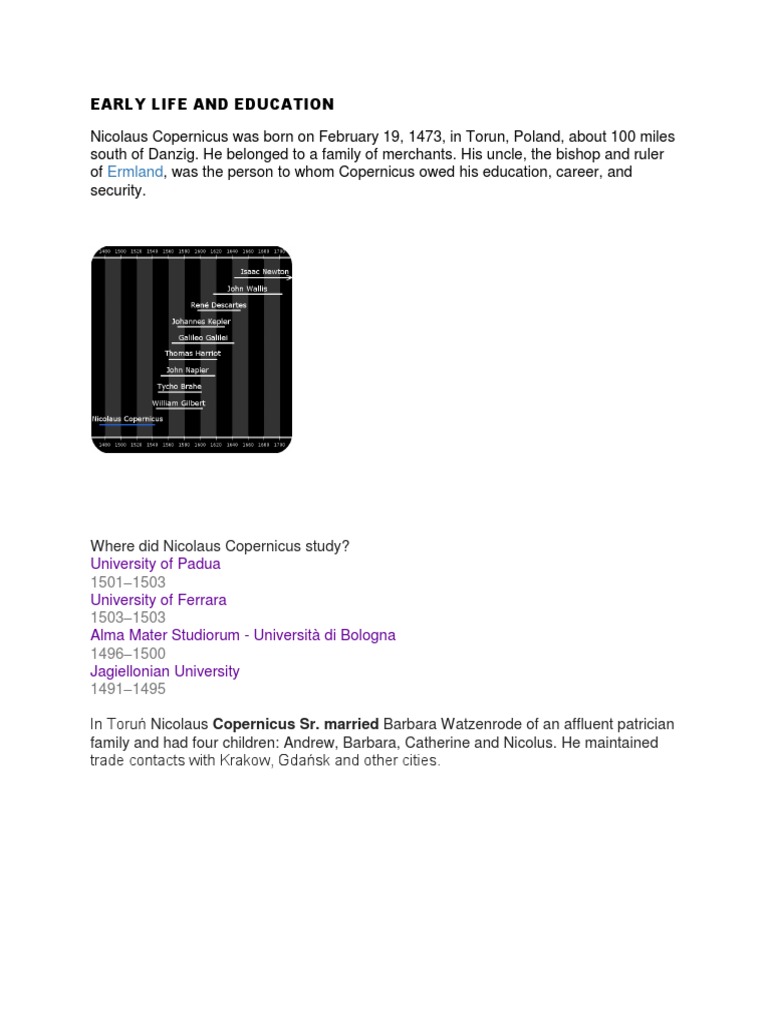 Early Life and Education | PDF | Nicolaus Copernicus | Heliocentrism