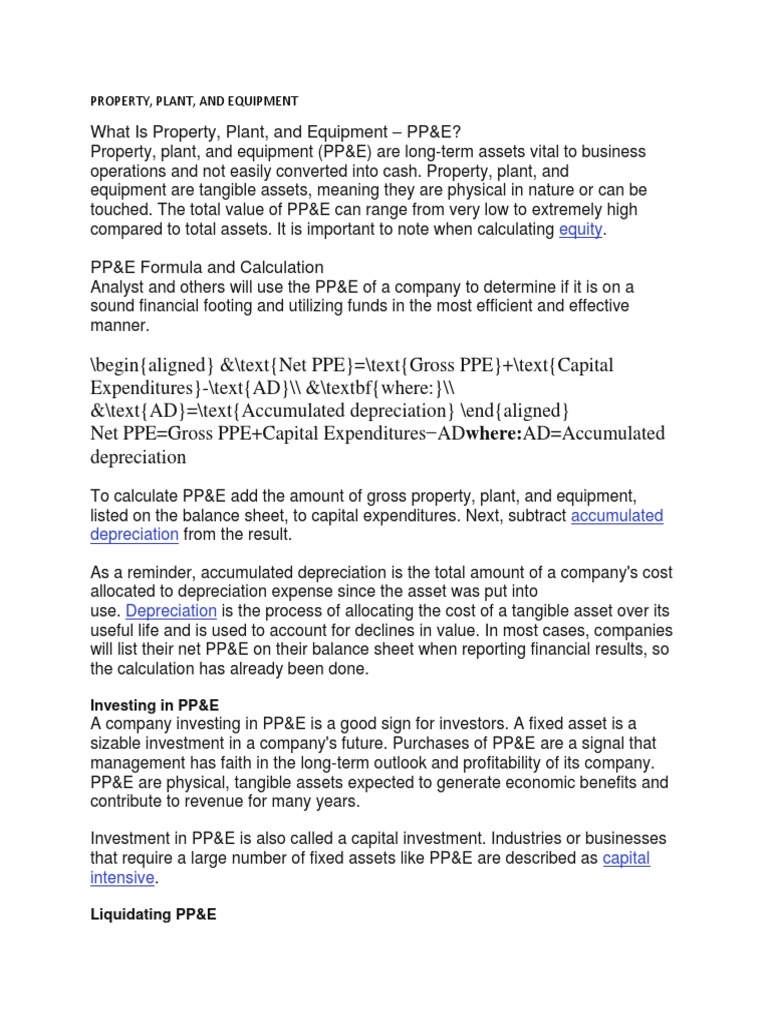 Ppe | PDF | Fixed Asset | Depreciation
