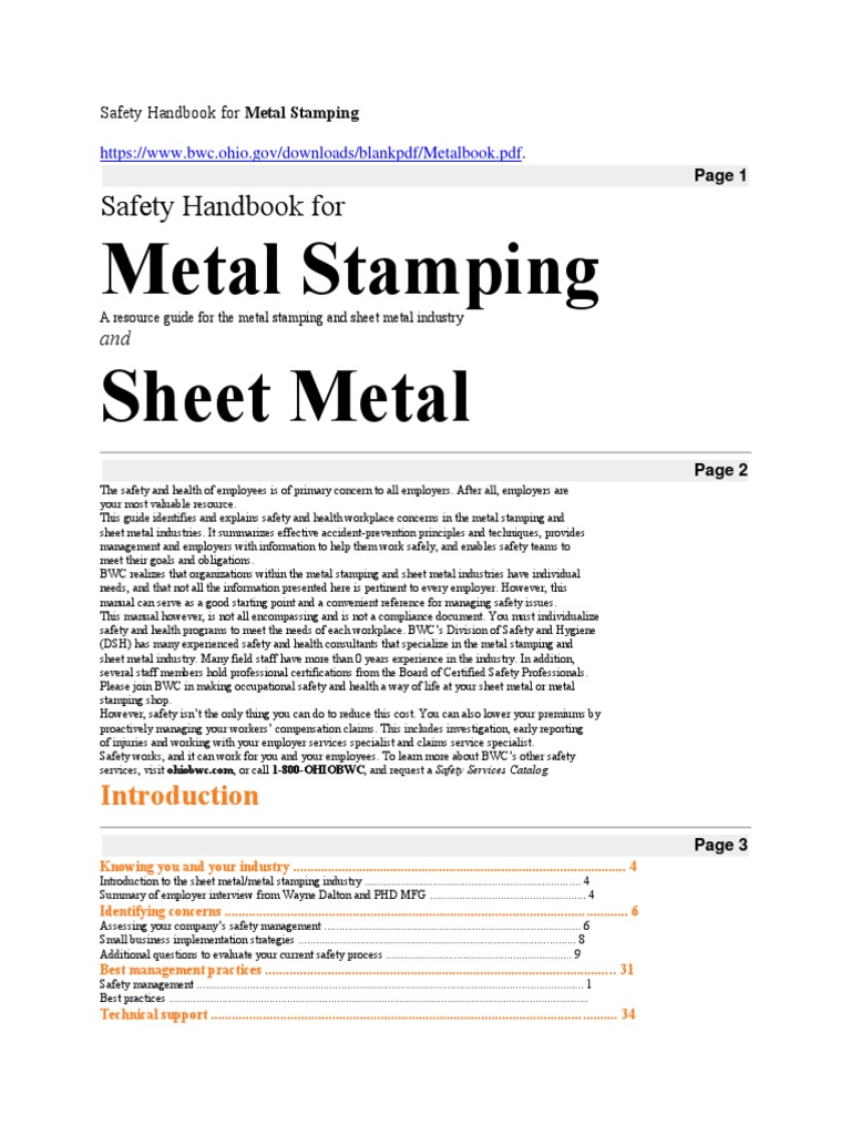 Metal Stamping Safety Guide | PDF | Occupational Safety And Health ...