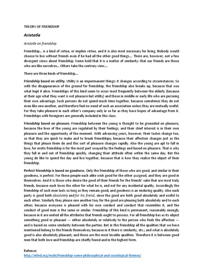 Theory of Friendship | PDF | Friendship | Metaphysics Of Mind