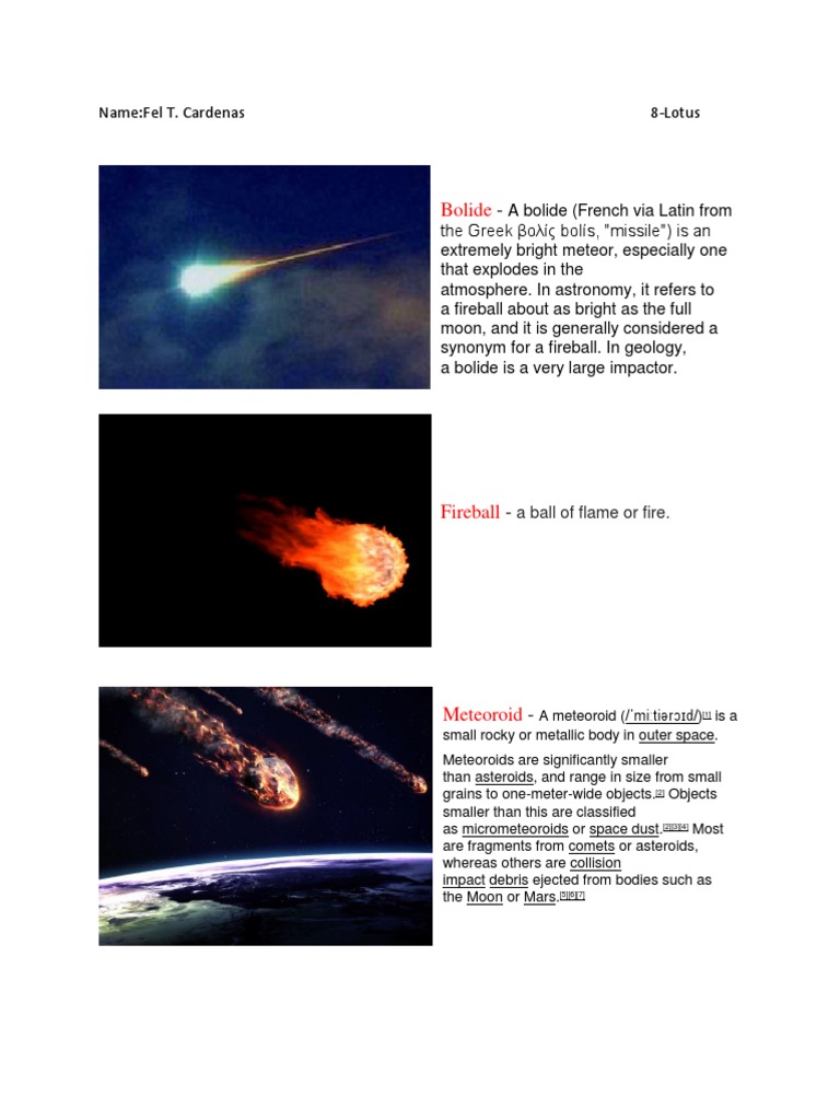 Understanding Bolides and Fireballs | PDF