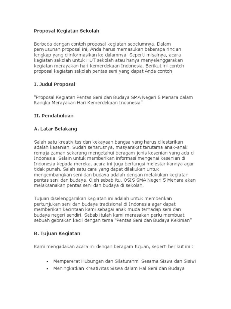 Proposal Kegiatan Sekolah | PDF