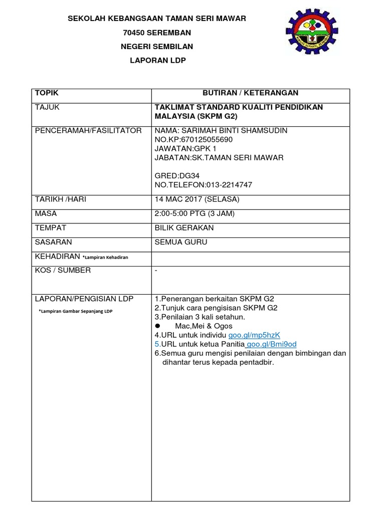 Borang Laporan Ldp Pdf
