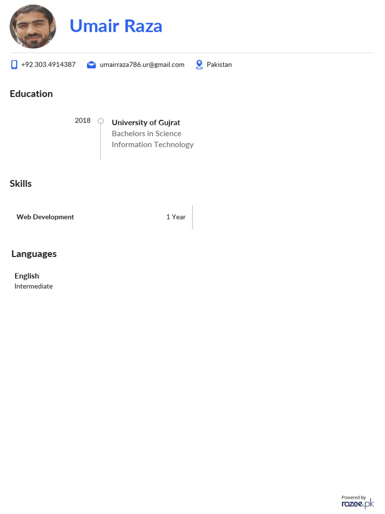 Umair CV PDF | PDF | Computing | Computing And Information Technology