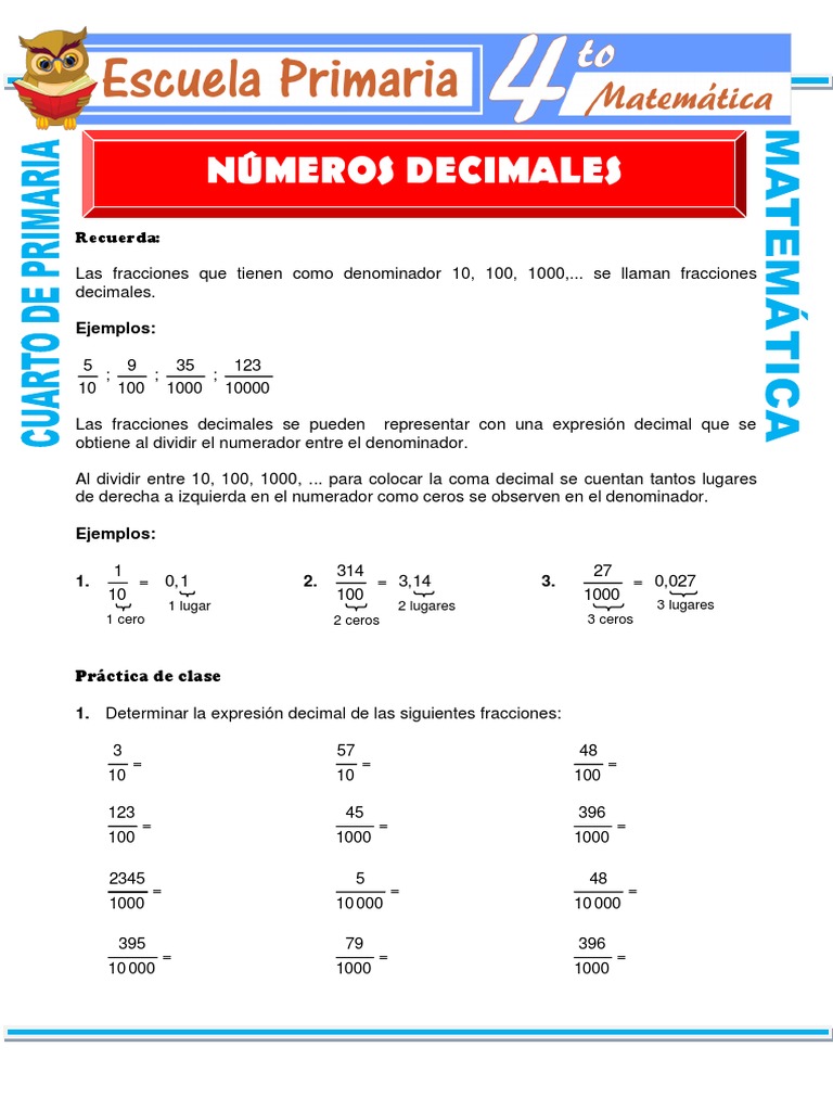 Valor Decimal 4to Grado SECUENCIA Valor Posicional | PDF