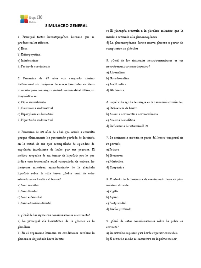 Simulacro Cto | PDF | Lesión | El embarazo