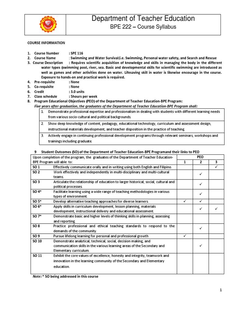 BPE 222-Aquatics | PDF | Curriculum | Swimming (Sport)