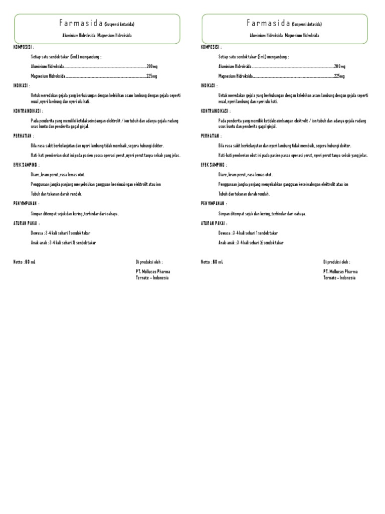 Brosur Obat Suspensi Antasida | PDF
