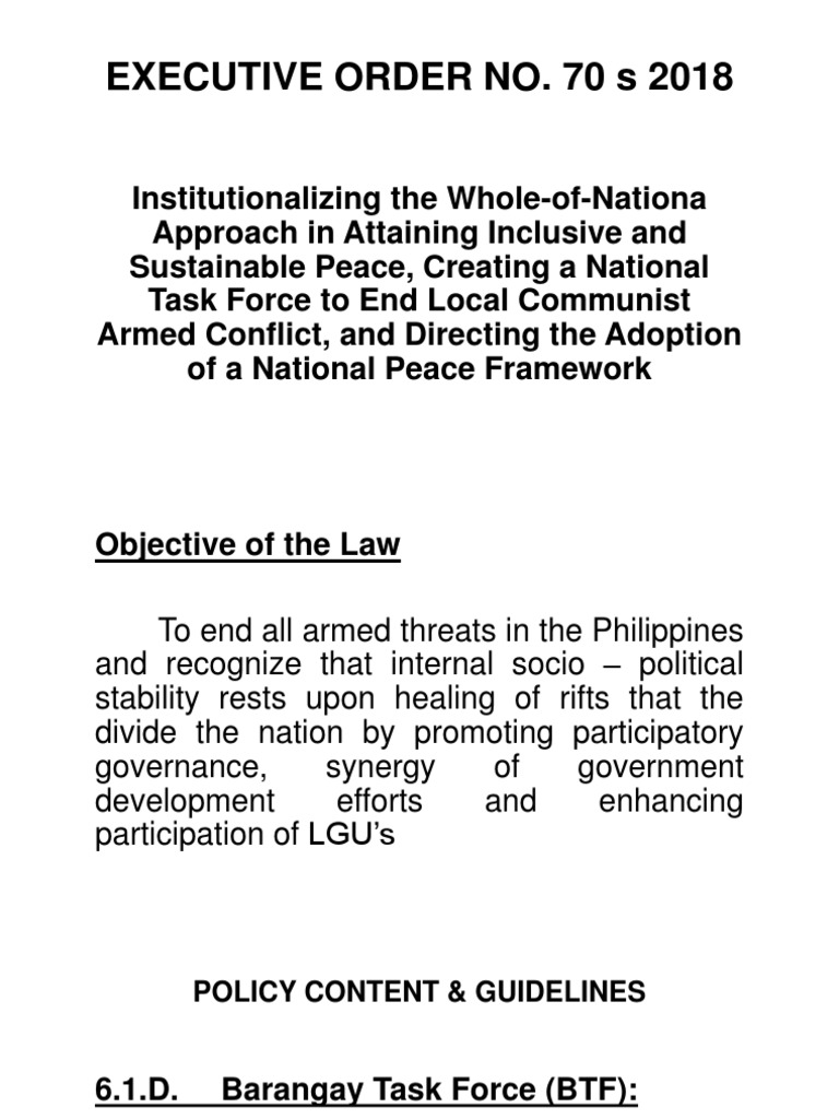 Eo 70 - Dilg | PDF | Governance | Government